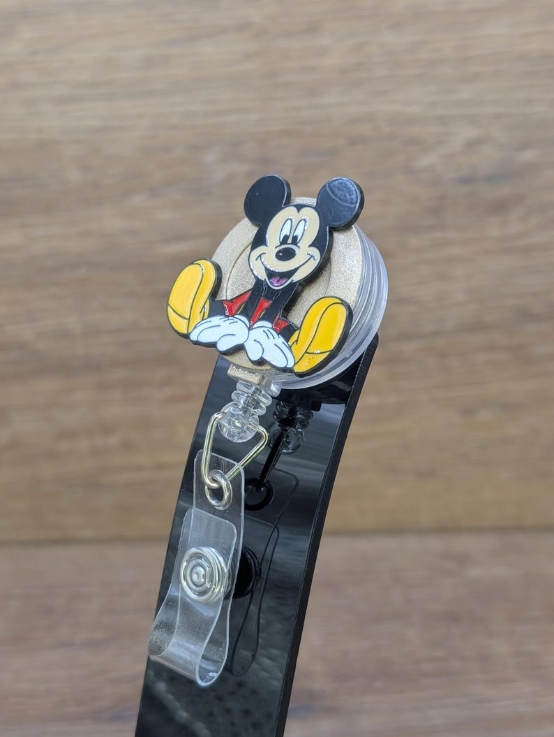 Mickey Mouse Retractable ID Badge Reel, Alligator Clip - Etsy
