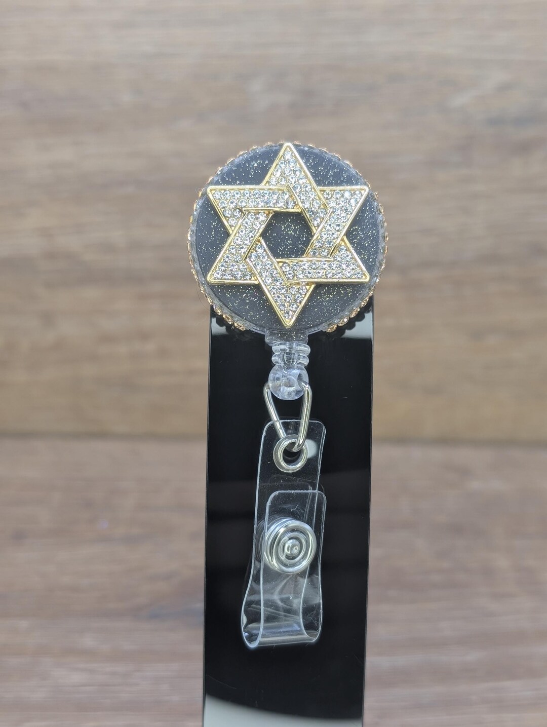 Star of David Retractable ID Badge Document Key Holder Reel Lanyard ...