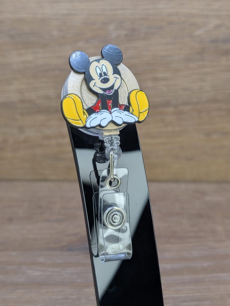 Mickey Mouse Retractable ID Badge Reel, Alligator Clip - Etsy
