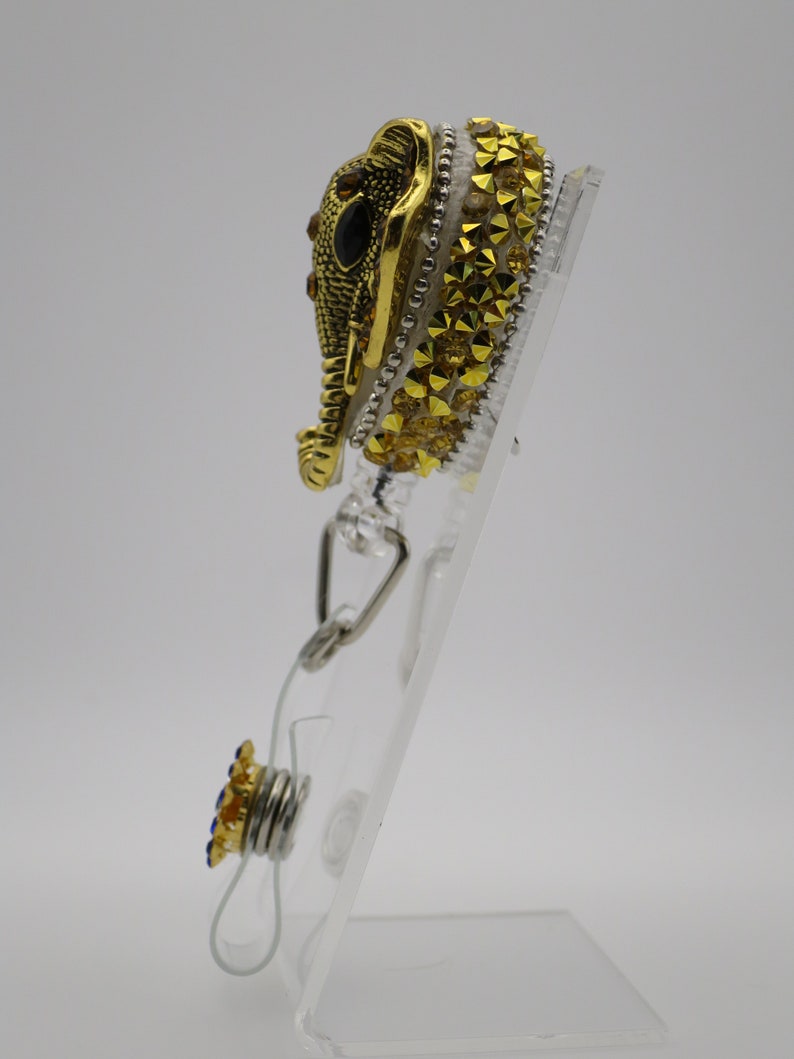 Elephant ID Name Tag Badge Holder With Diamante Crystals Antique Golden ...