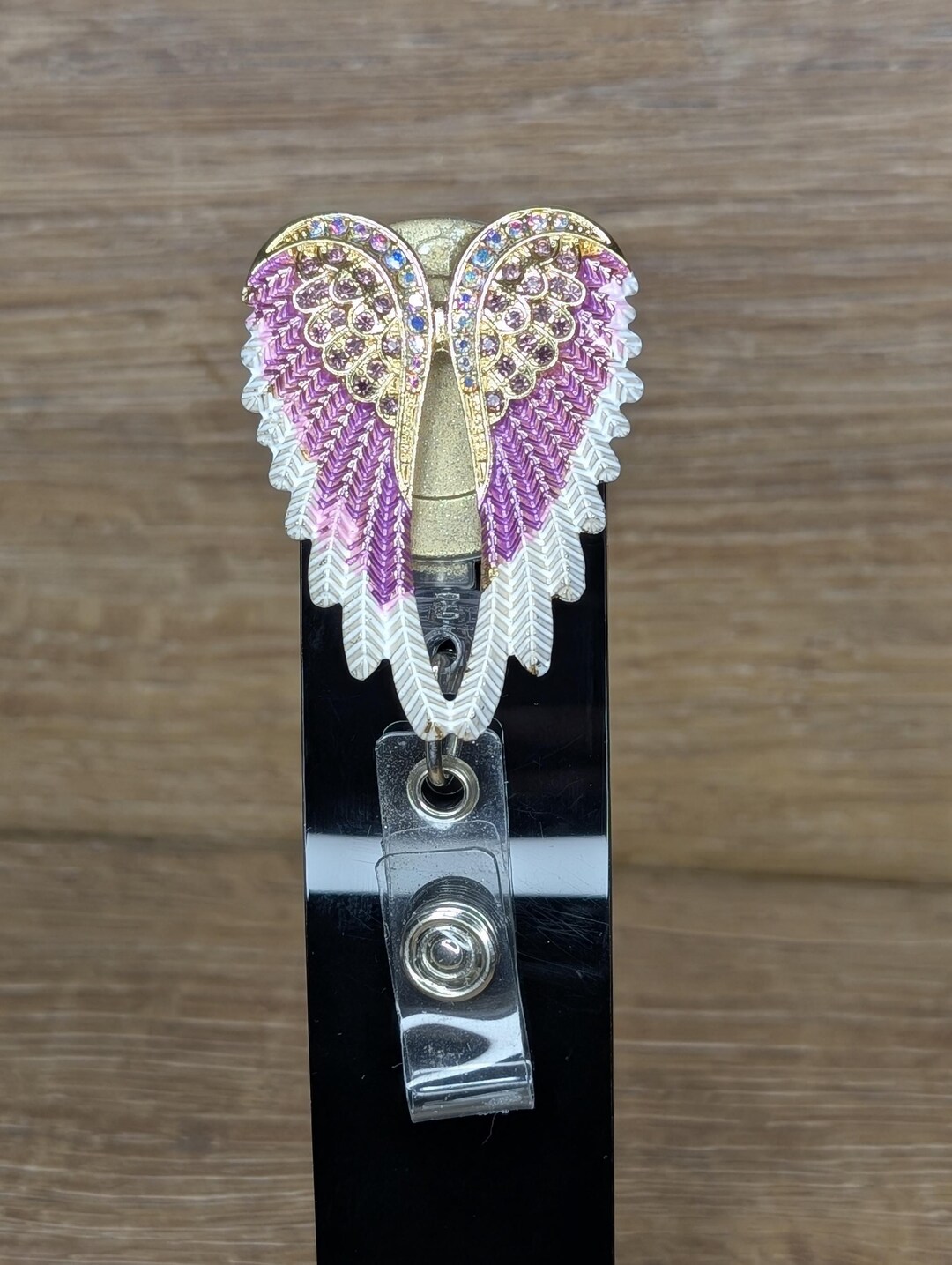 Pink Guardian Angel Wings Lapel Retractable ID Badge Reel Memorial ...