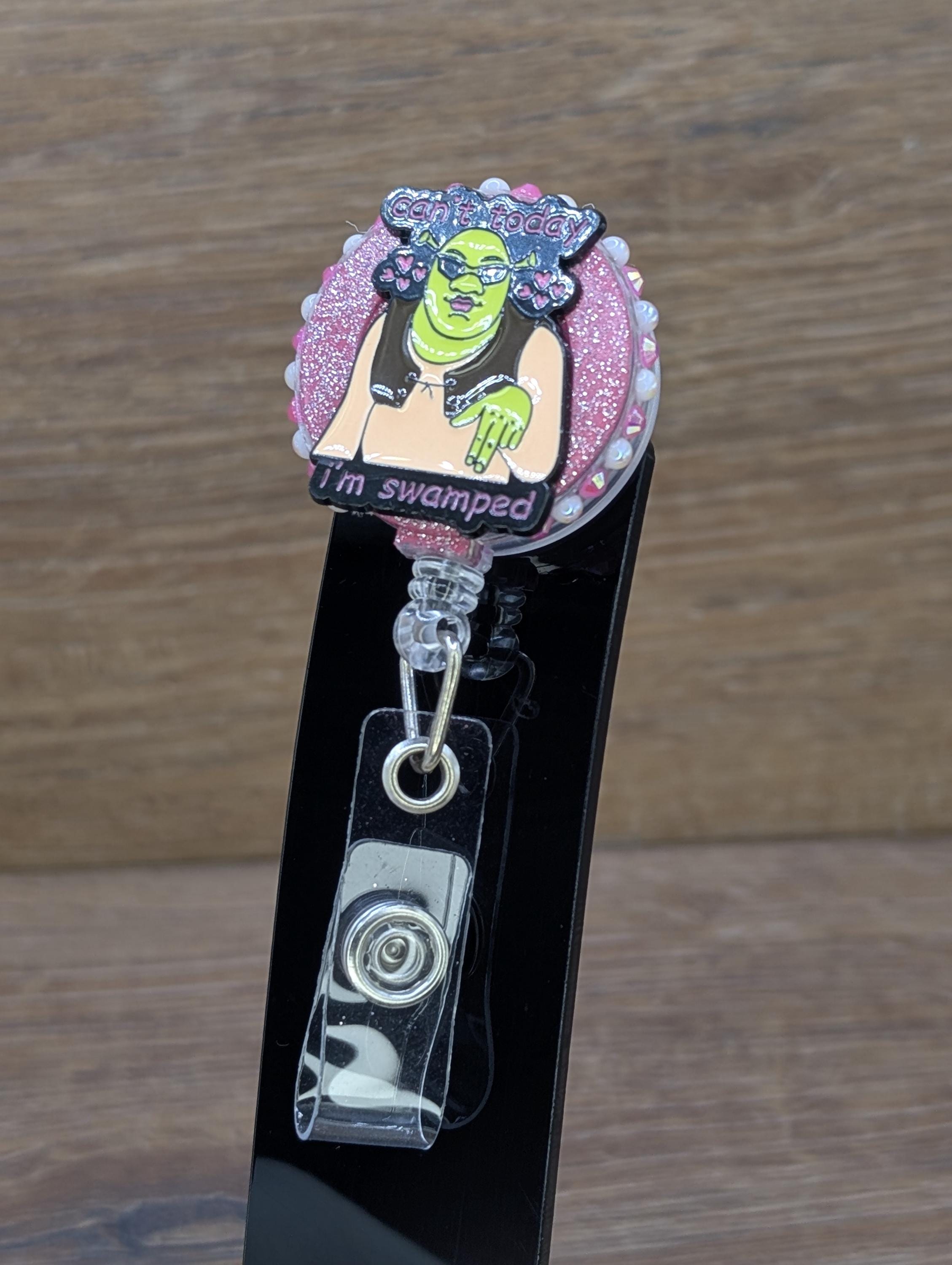 Shrek ID Badge Reel Can't Today I'm Swamped Retractable Lapel Documents ...