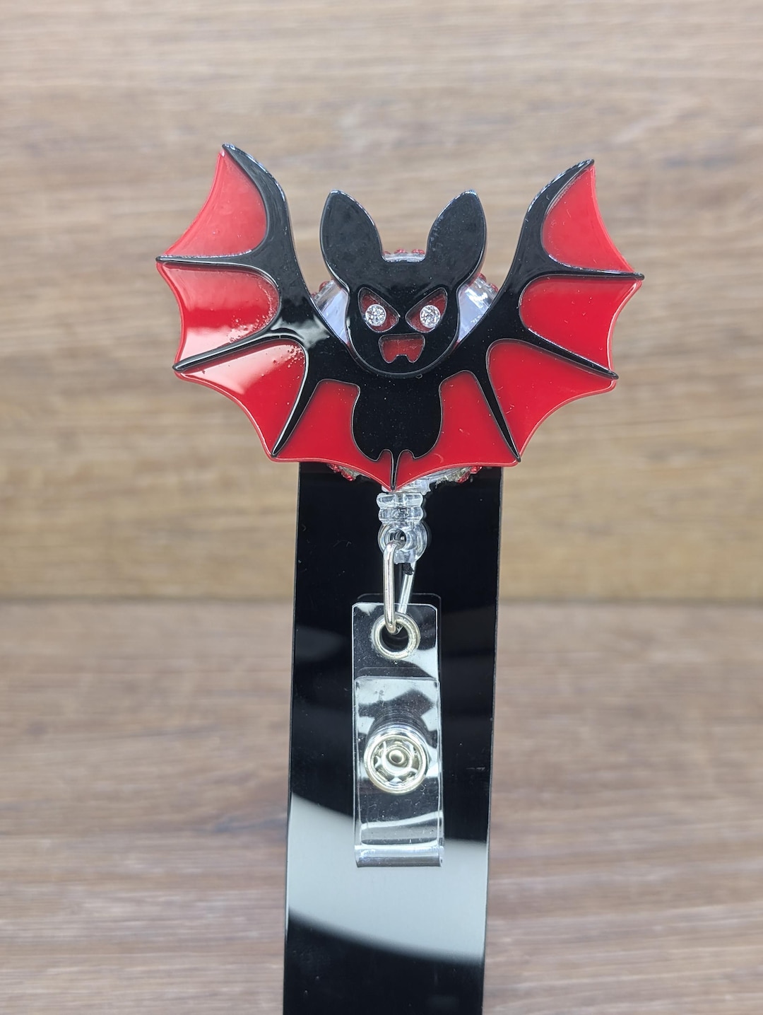 Halloween Vampire Bat ID Badge Reel Name Tag Card Key Holder Belt Clip ...