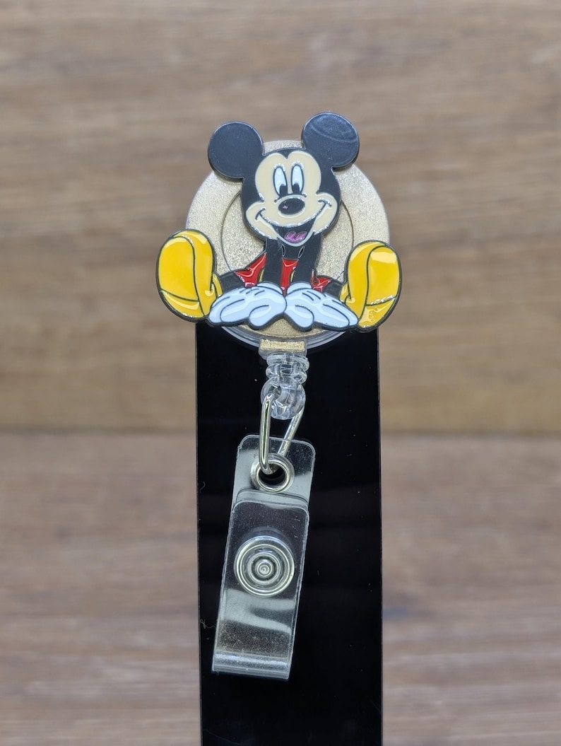 Mickey Mouse Retractable ID Badge Reel, Alligator Clip - Etsy