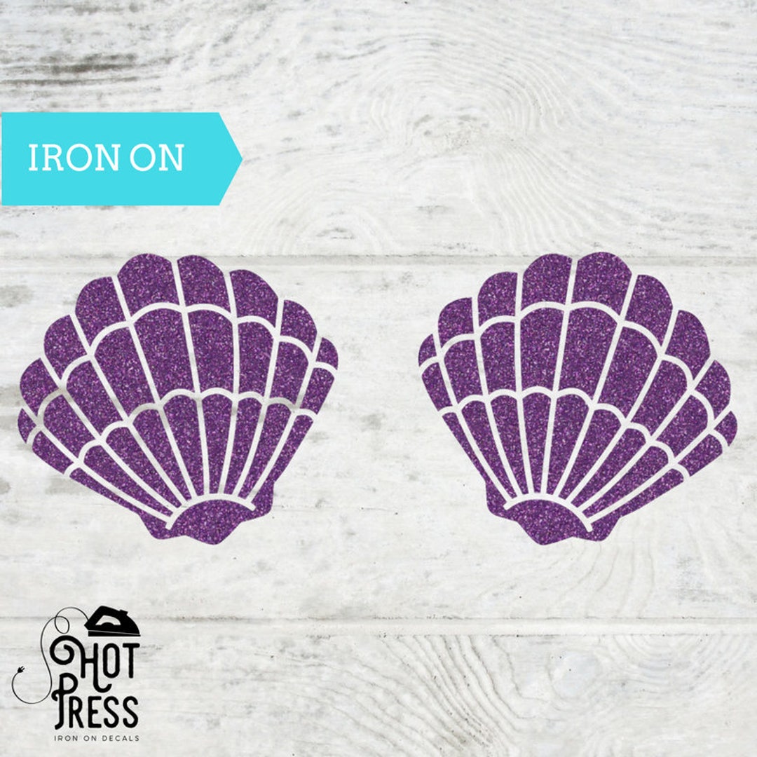Mermaid Shell Iron on Decal Applique Heat Transfer Clamshell Seashell ...