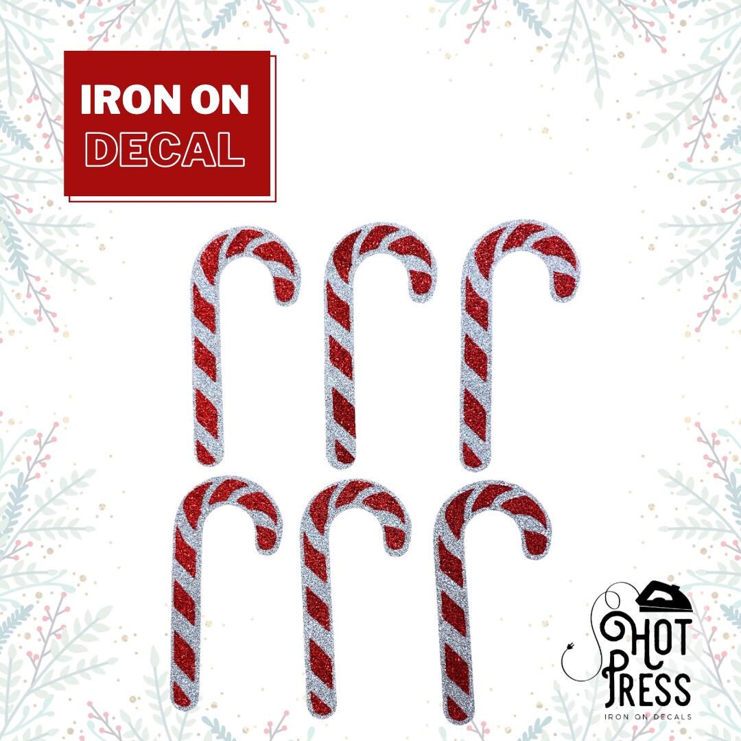 Candy Canes Iron on Decal Applique DIY Heat Transfer Iron on Christmas ...
