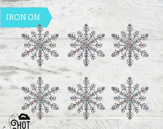 Snowflake - Iron on - Decal - Frozen Snowflakes - Applique - DIY - Heat ...
