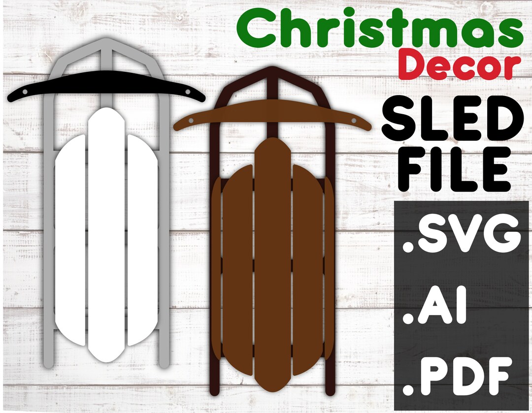 Christmas Sled Layered Door Hanger Sign Vintage - SVG PDF AI Vector ...