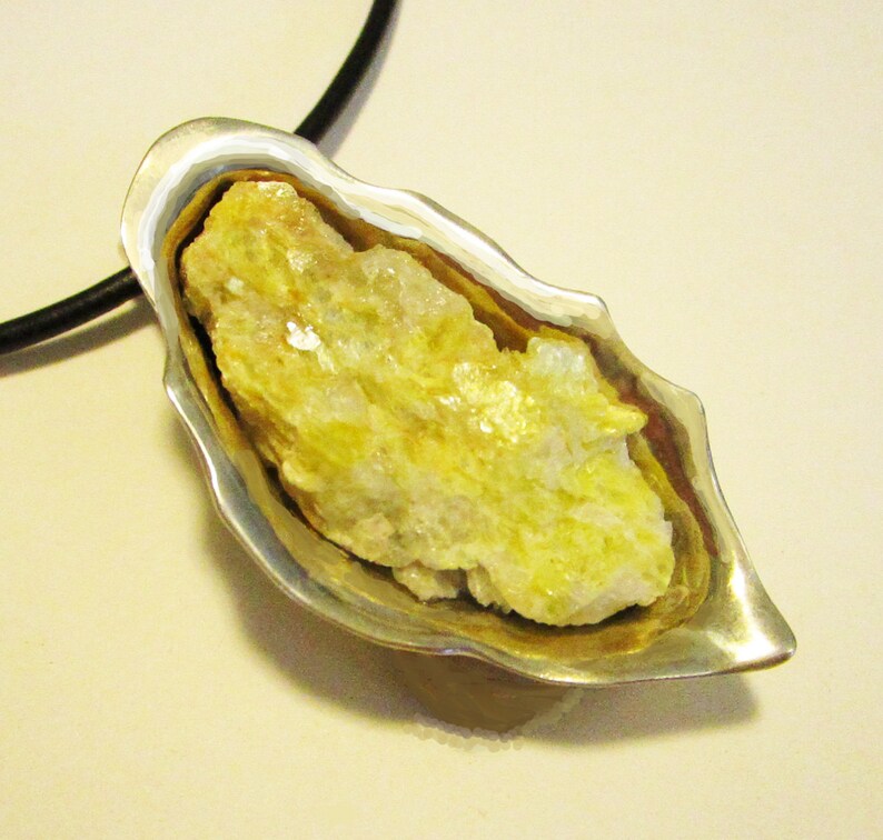 Margarite Natural Yellow Mica Crystals Sterling Silver Pendant ...
