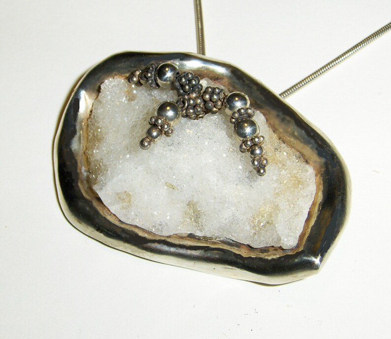 Sand Quartz Crystals Sterling Silver Pendant With Silver - Etsy