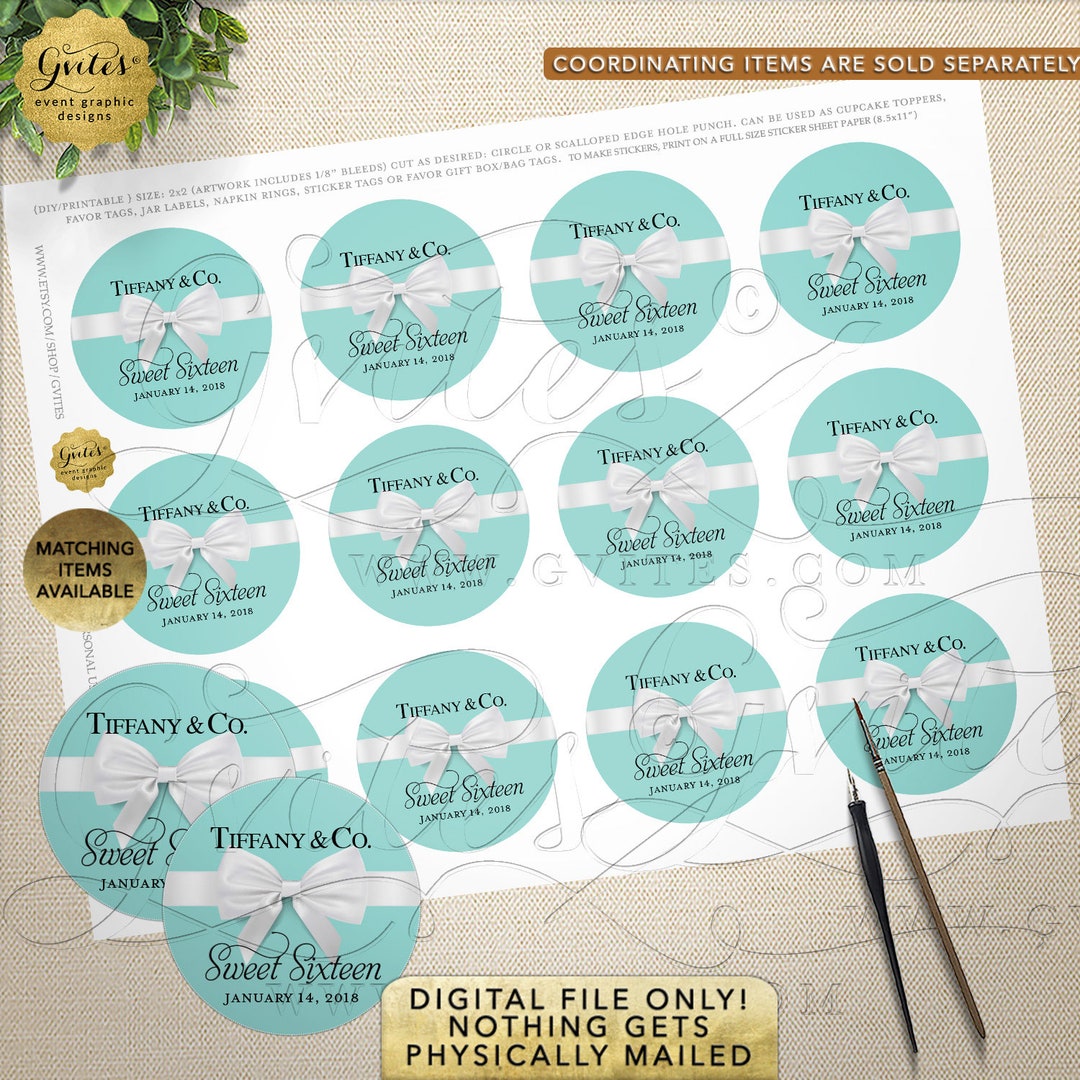 Blue Candy Bag Labels Round Stickers | JPG & PDF 2x2"/ 12 per Sheet ...