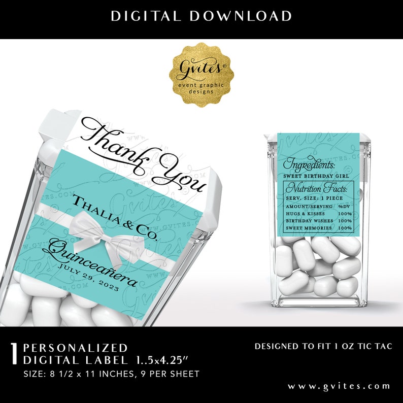 Tic Tac Labels Quinceanera Printable Customizable Labels - Etsy