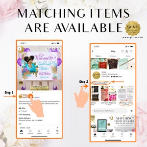 Welcome Sign Baby Shower Periwinkle Grape Purple Aqua Blue - Etsy