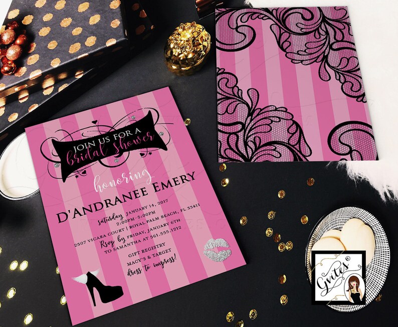 Victoria Secret Bridal Shower Invitation Pink Party | Etsy