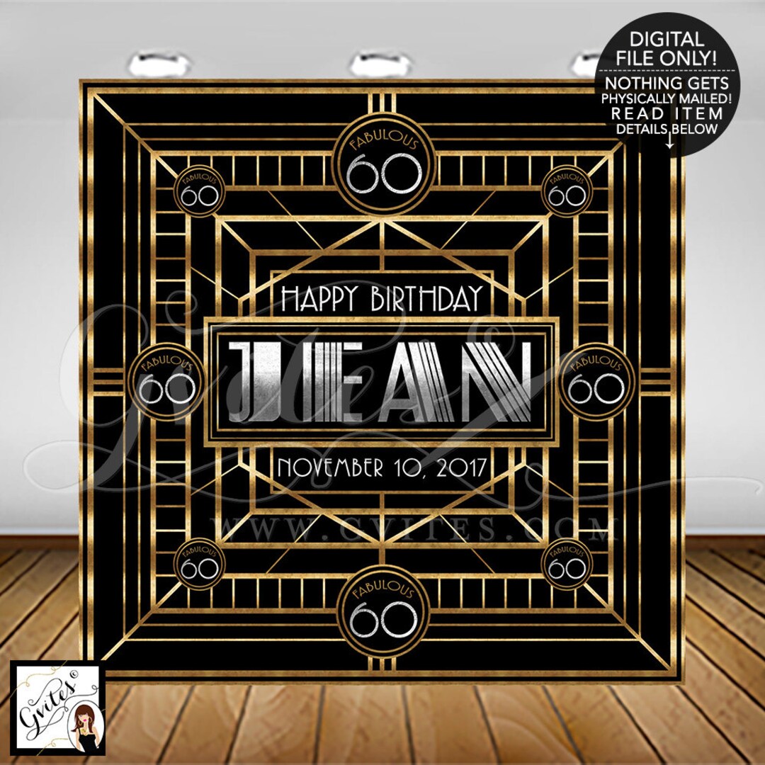 60th Birthday Great Gatsby Backdrop Banner for Reception by Gvites. - Etsy