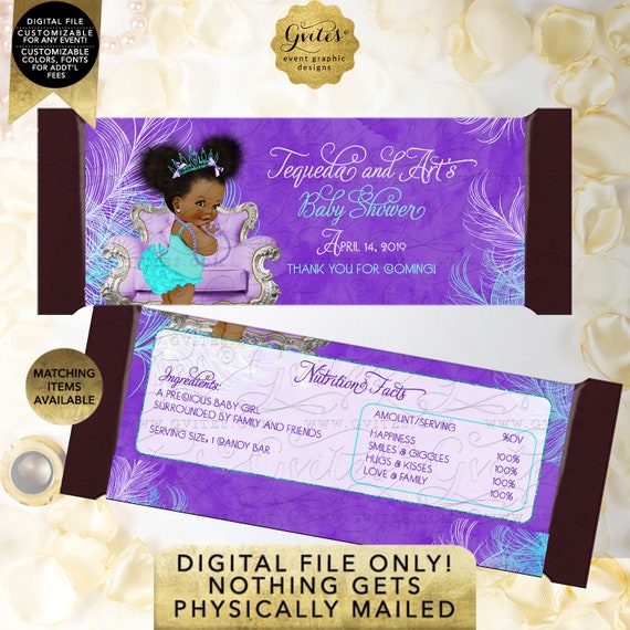 Candy Bar Personalized Wrapper Violet Purple Aqua Blue Lilac | Etsy