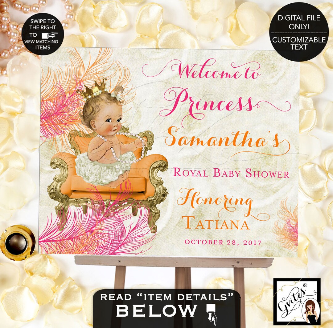 Welcome Princess Baby Shower Printable Poster Printable - Etsy
