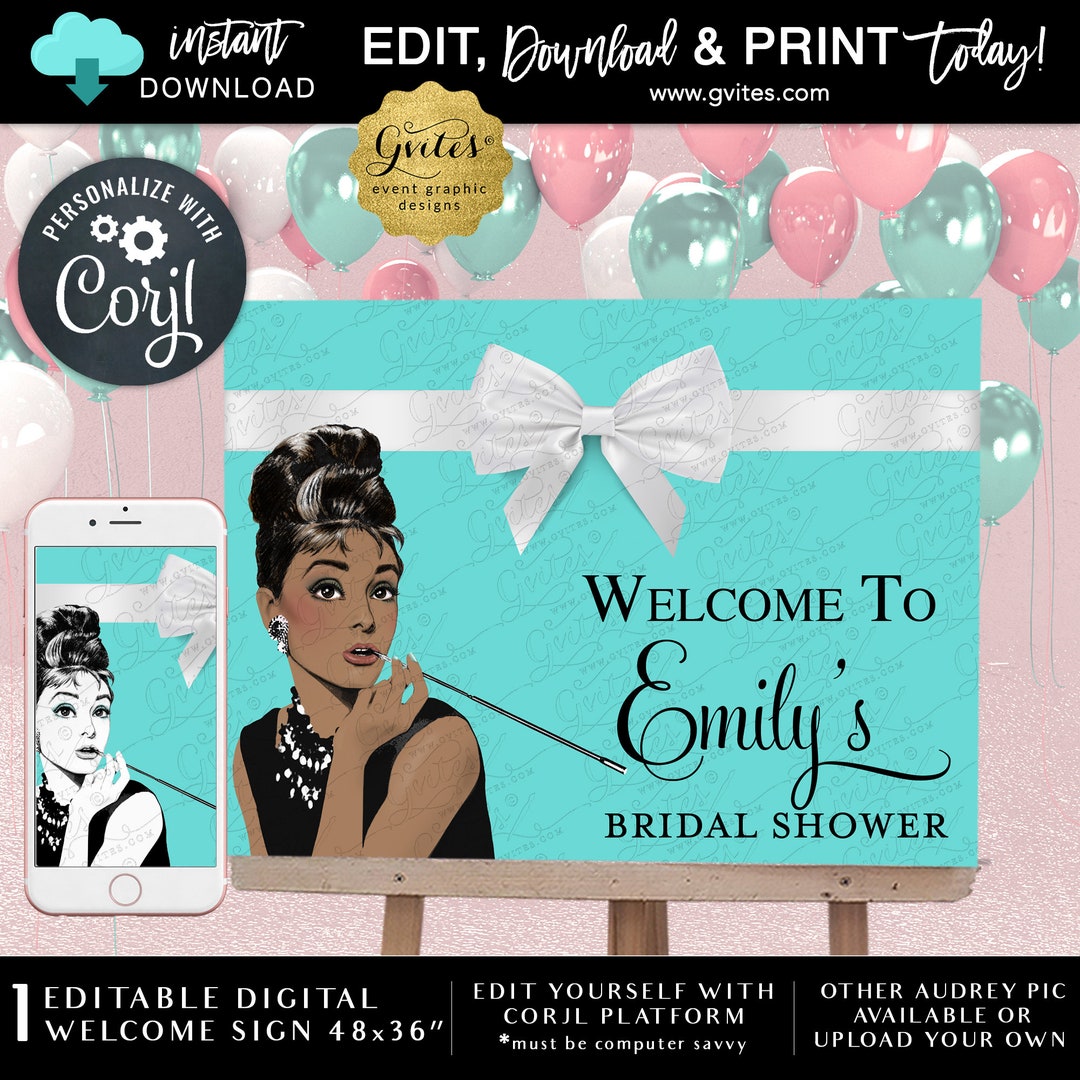Editable Welcome Audrey Hepburn Printable Poster for Easel Entrance ...