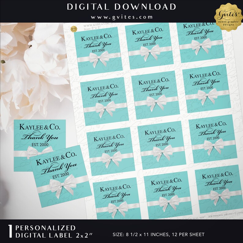 Breakfast & Co Blue Avery 2x2 Favor Stickers/labels Digital by - Etsy