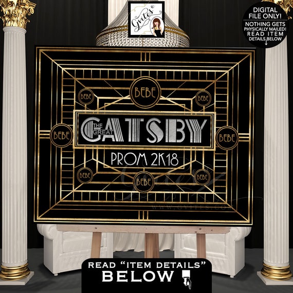Great Gatsby Prom Party Sign Poster/ Black Gold & Silver Welcome ...