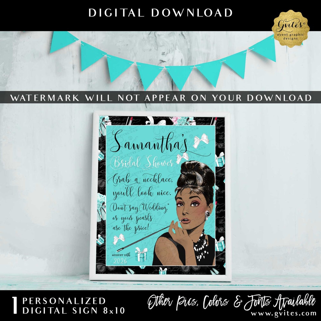 Audrey Hepburn Party Sign Don't Say Wedding 8x10 Personalized Pearl ...