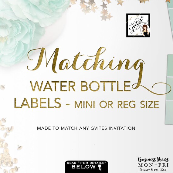 Matching Labels - Water bottle labels Add-on - To Coordinate with any ...