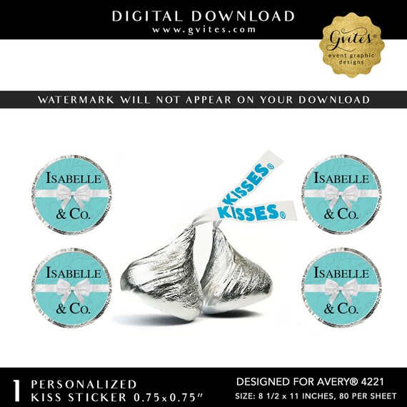Hershey kiss labels stickers Breakfast at Name & Co Party Printable ...
