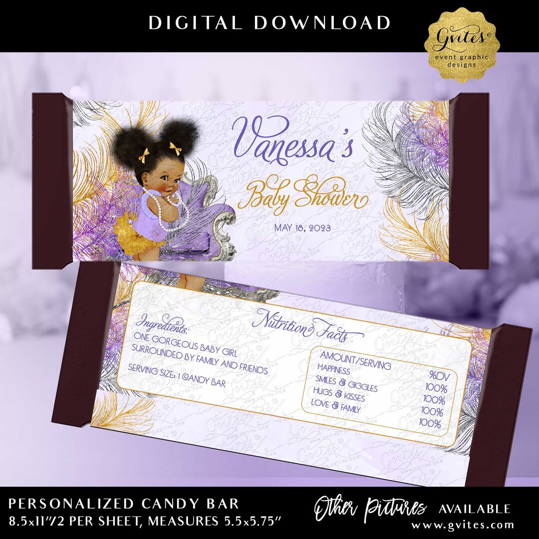 Afro Puffs Girl Hershey Candy Bar Wrapper Lavender Silver Gold - Etsy