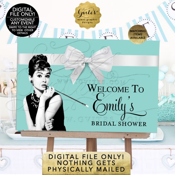 Welcome Bridal Shower Custom Signs | Audrey Hepburn Party Decorations ...