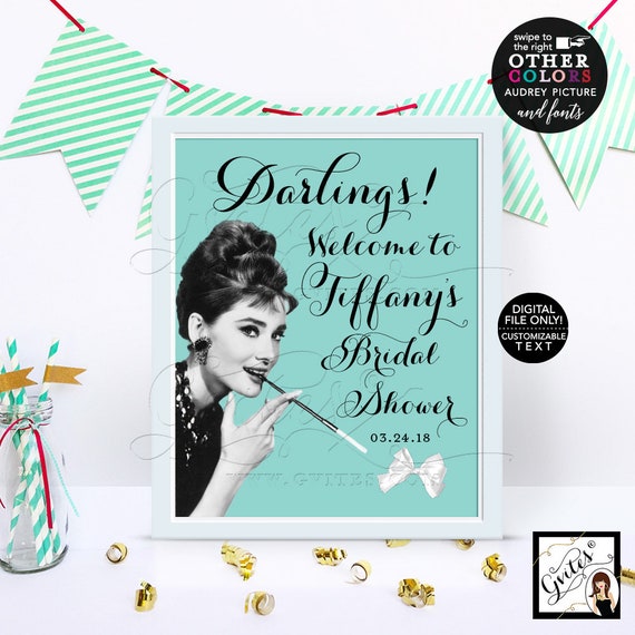 Welcome to Bridal Shower Audrey Hepburn Sign/ Bridal Shower Decorations ...