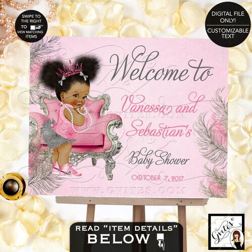 Pink Silver Crown Princess Centerpieces African American Baby - Etsy