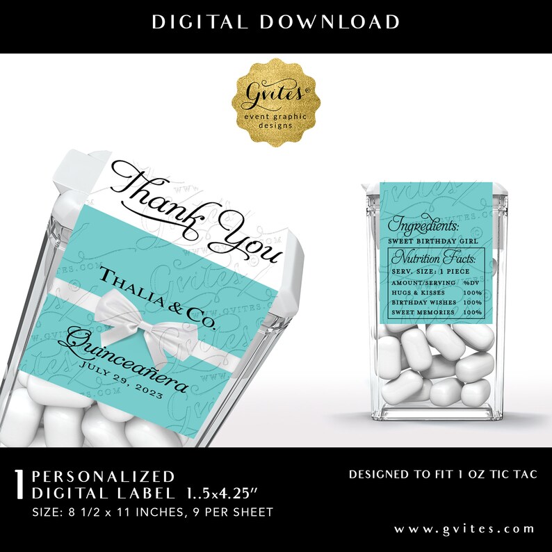 Tic Tac Labels Quinceanera Printable Customizable Labels - Etsy