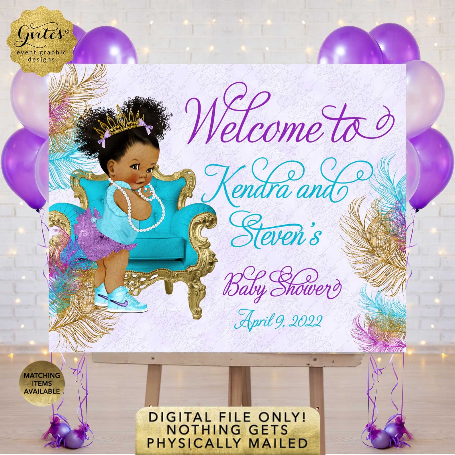Welcome Sign Baby Shower Periwinkle Grape Purple Aqua Blue - Etsy