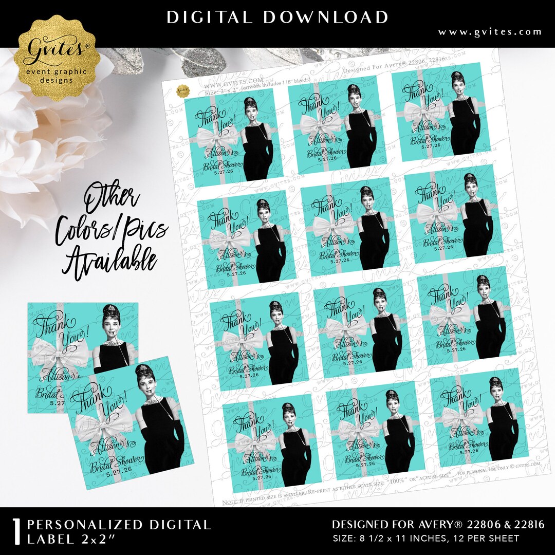 Thank You Audrey Hepburn Gift Labels/stickers/ Breakfast at Co Blue ...