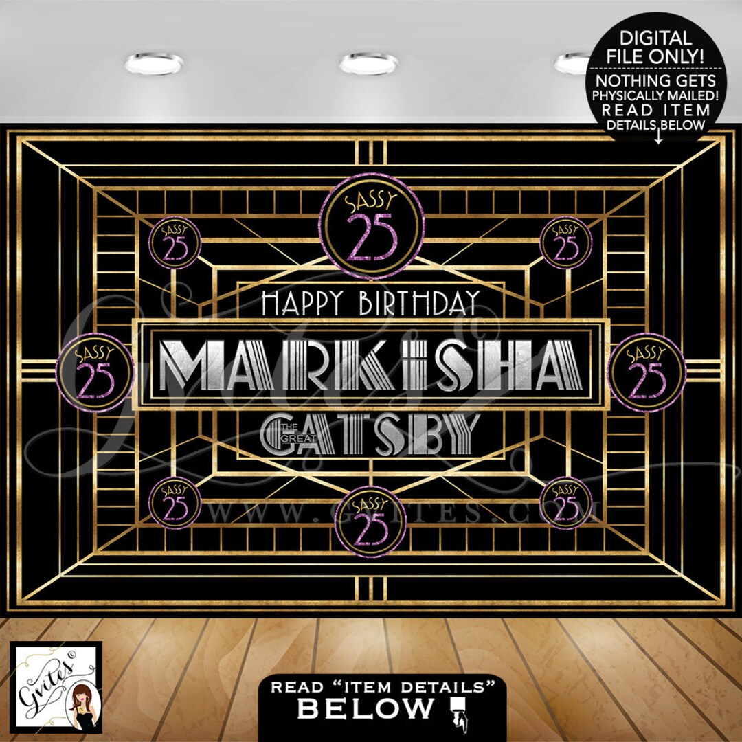 Great Gatsby Backdrop/ Happy Birthday Backdrops/ Customizable Signs ...