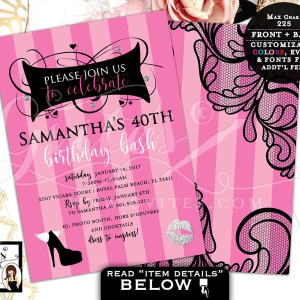 Victoria Secret Pink Party Invitations - Etsy