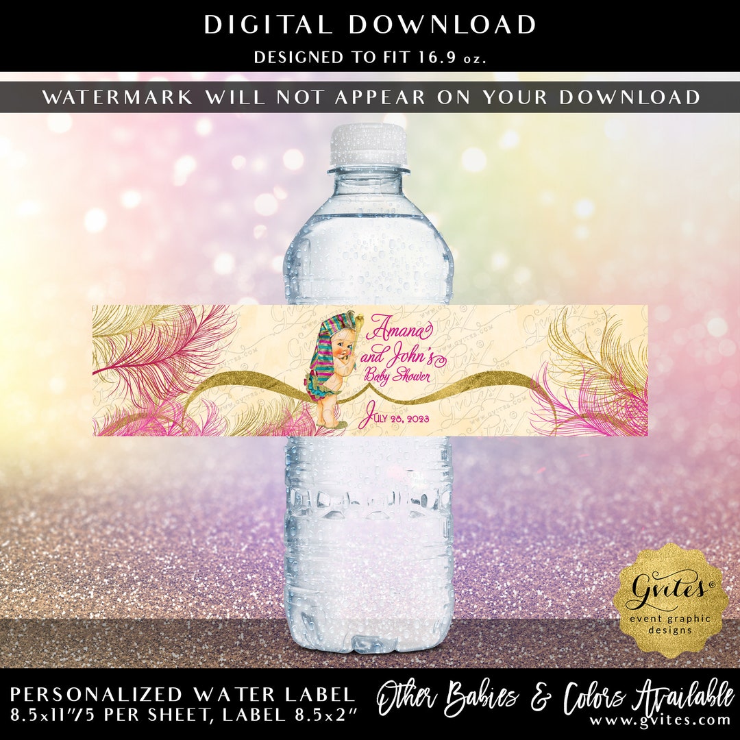 Egyptian Water Bottle Labels Baby Shower | Pharaoh Princess Party Favor ...