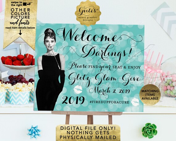 Welcome Sign Customizable Signs Audrey Hepburn Party by Gvites | Catch ...