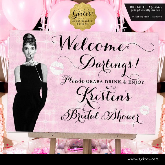Welcome Audrey Hepburn Sign Rose Pink Printable Poster Design 36x24" by ...