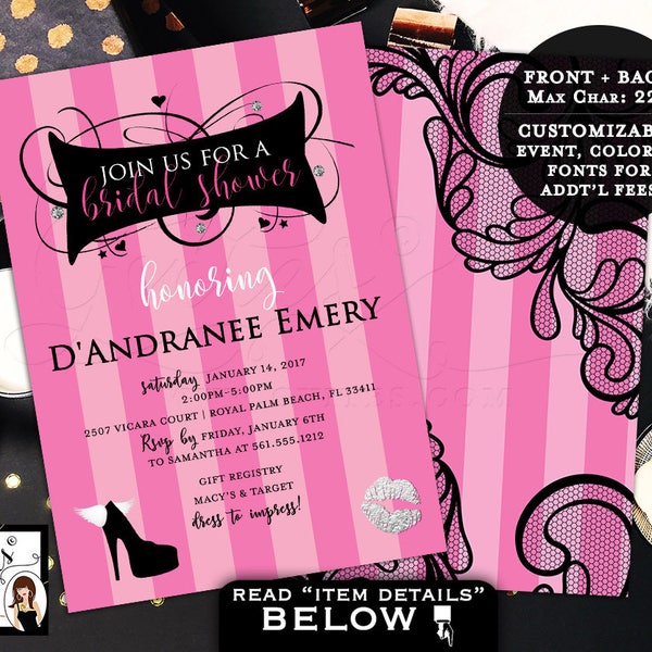 Victoria Secret Pink Party Invitations - Etsy