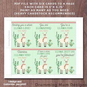 Llama Valentines Day Cards Kid Valentine Card School Alpaca Class ...