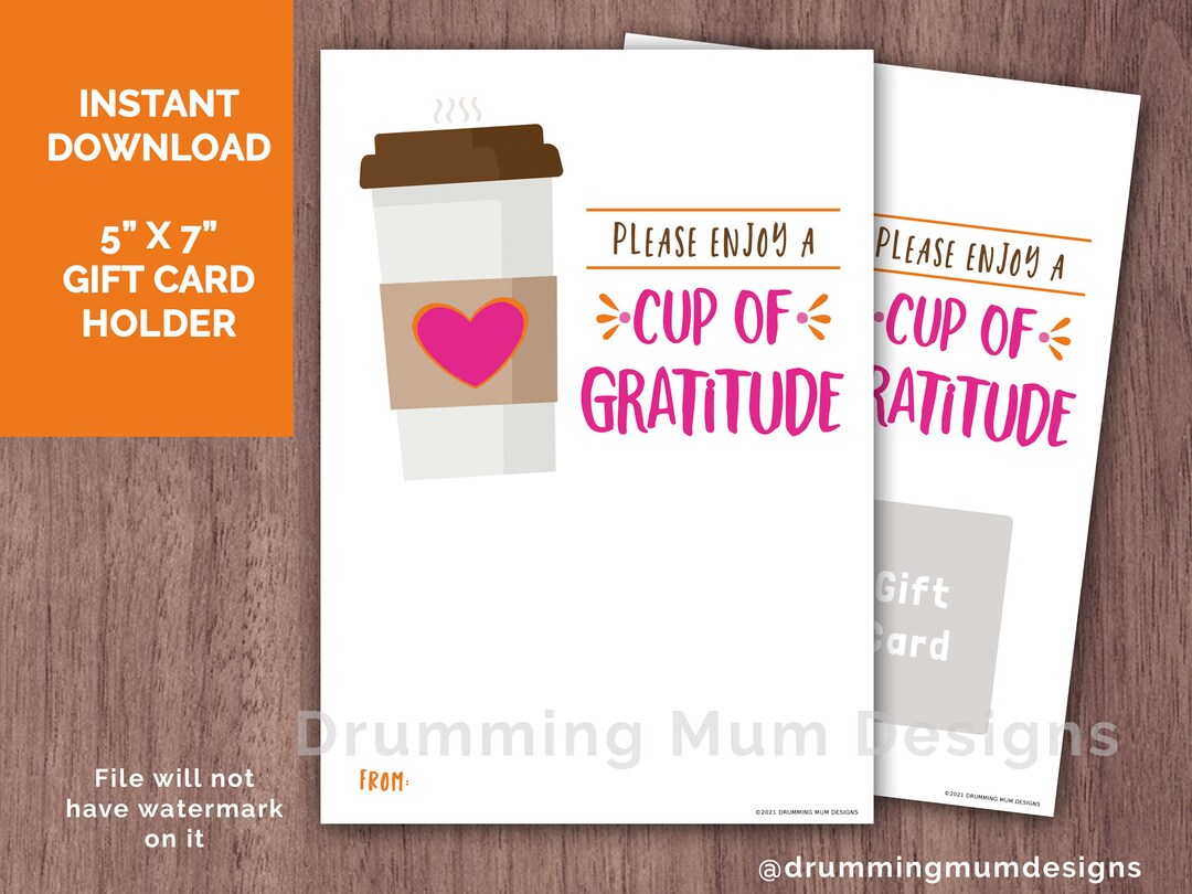 Teacher Thank You Coffee Gift Card Holder End of Year Cup of Gratitude ...