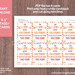 First Day of School PRINTABLE for Teacher Candy Treat Bag Gift Tags ...