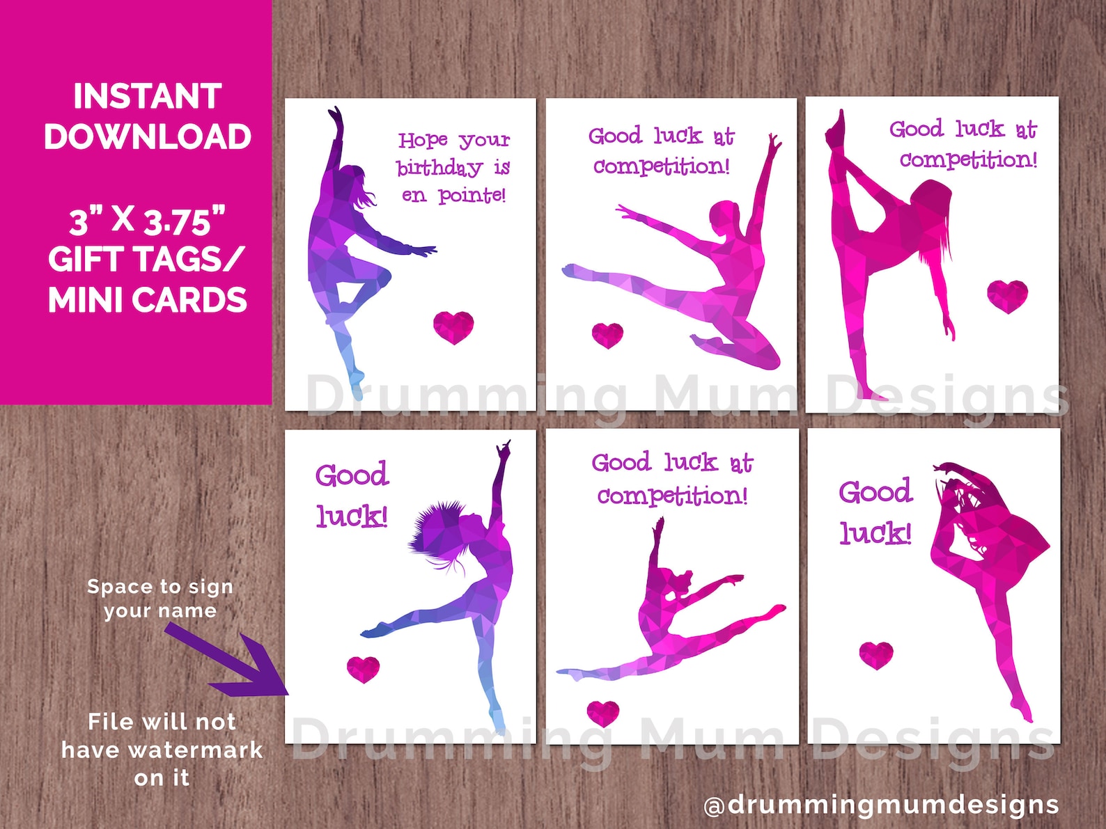 Dance Competition Good Luck Cards Printable Gift Tags Big Little Sister ...