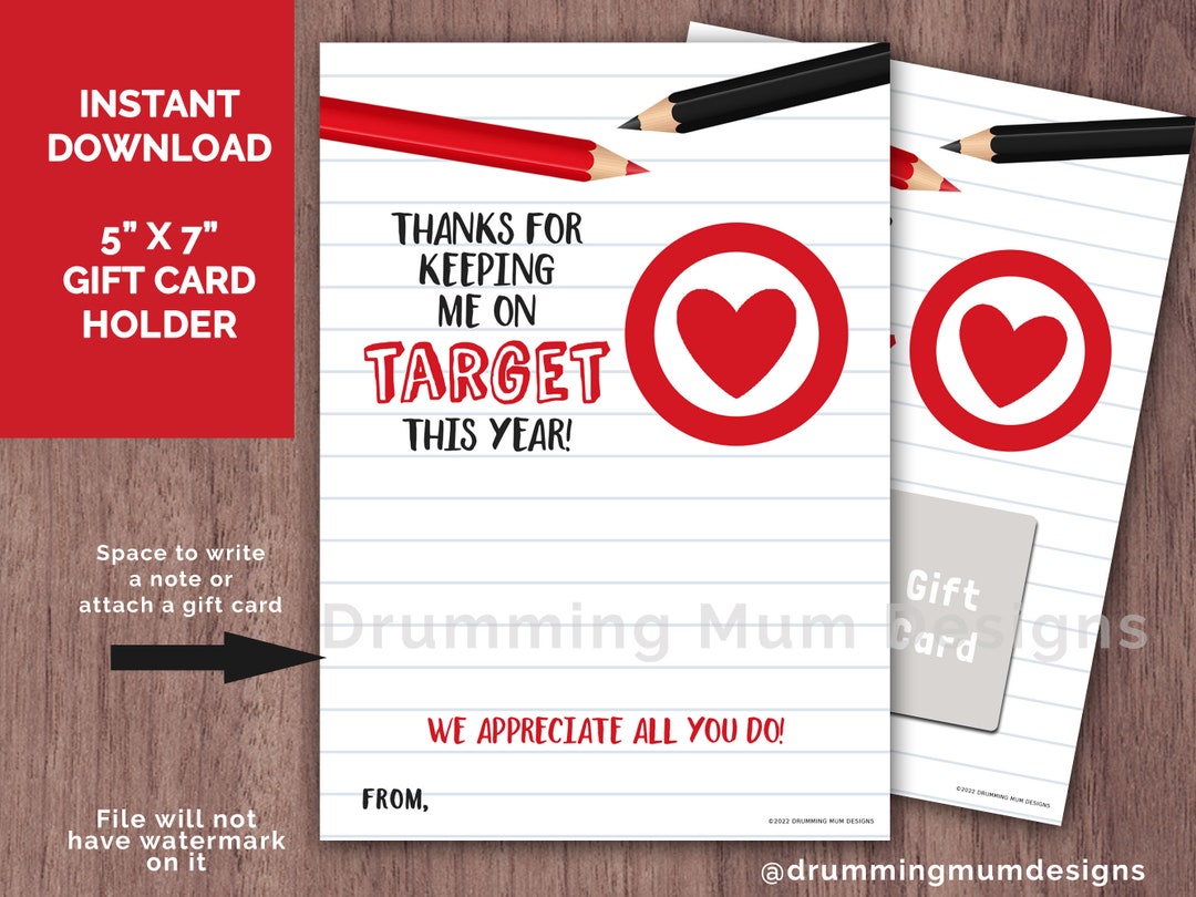 Teacher Appreciation Card Keeping Me on Target Gift Card Holder ...