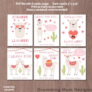 Llama Valentines Day Cards Kid Valentine Card School Alpaca Class ...
