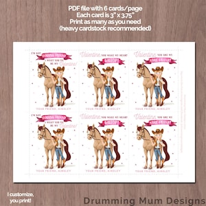 Horse Valentines Day Cards Kid Valentine Card School Watercolor Horse ...