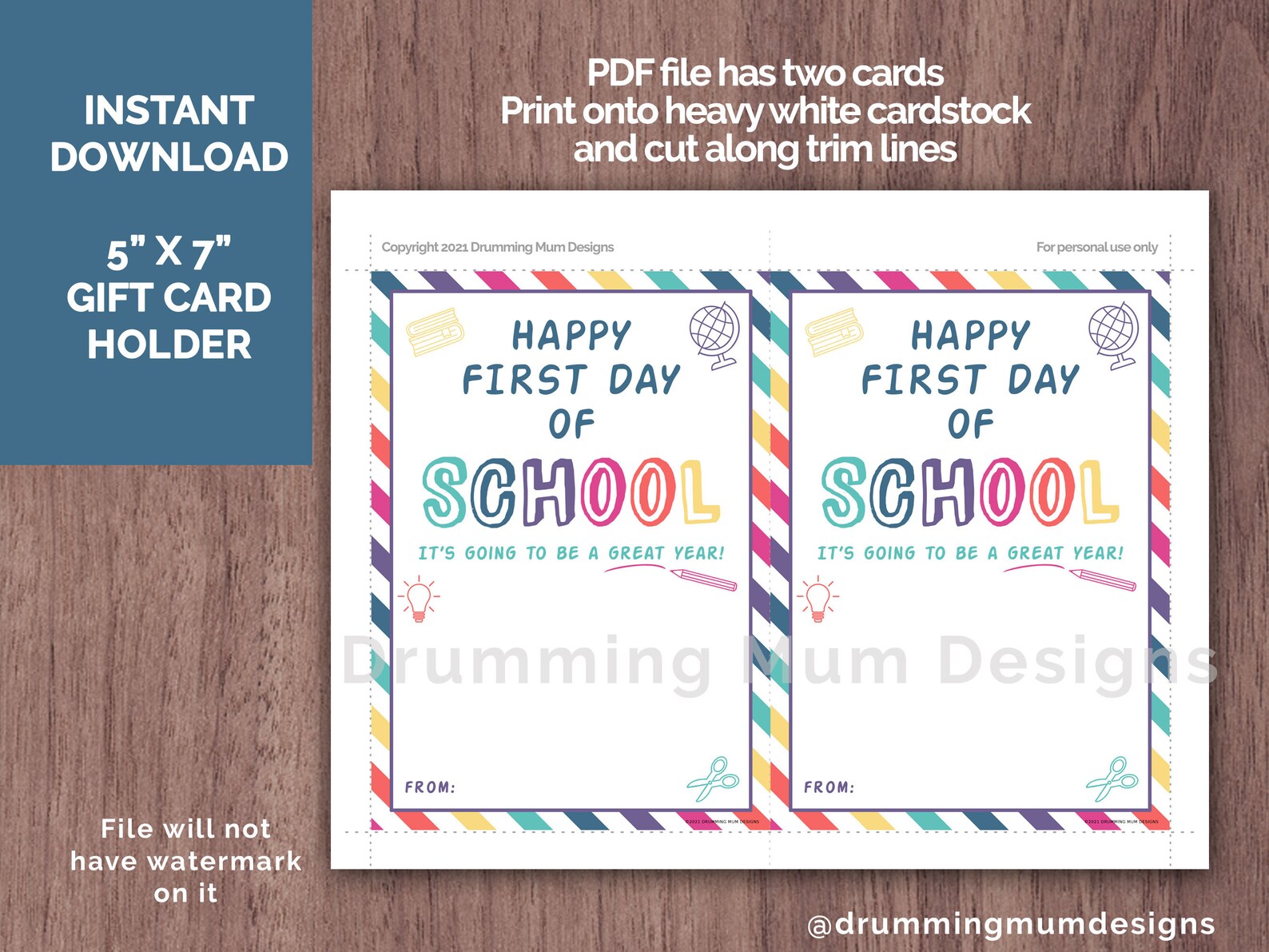PRINTABLE First Day of School Card for Teacher for Students - Etsy