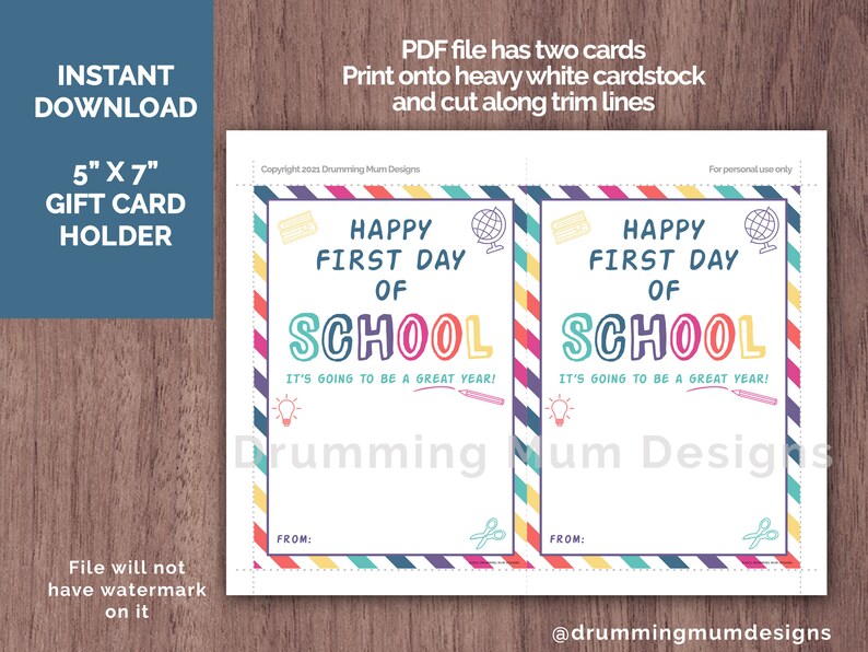 PRINTABLE First Day of School Card for Teacher for Students - Etsy