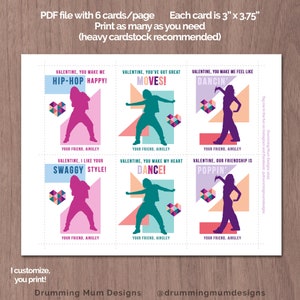 Hip Hop Dance Valentines Day Cards Kid Printable Valentine Card School ...